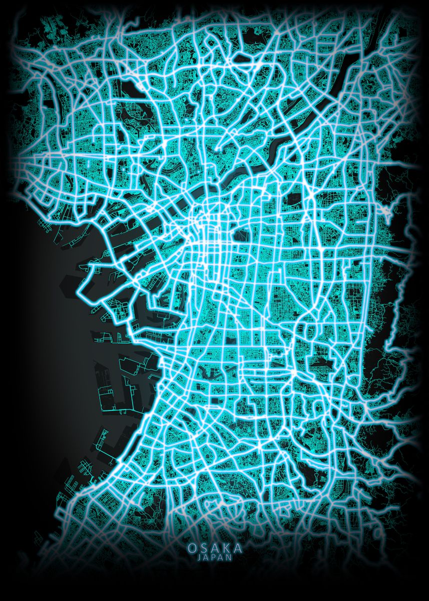 'Osaka Japan City Map ' Poster by City Map Art Prints | Displate