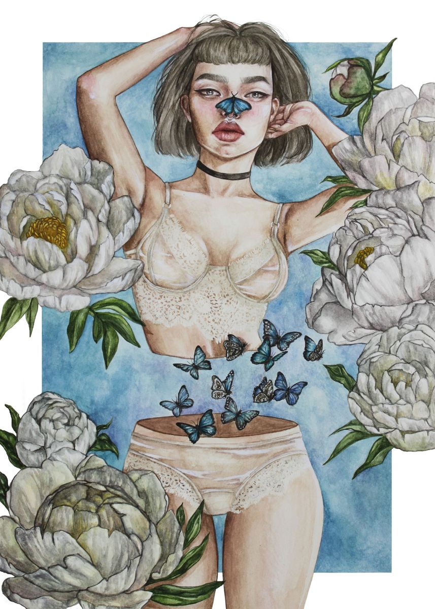 'Morpho' Poster, picture, metal print, paint by Creamy Existence | Displate