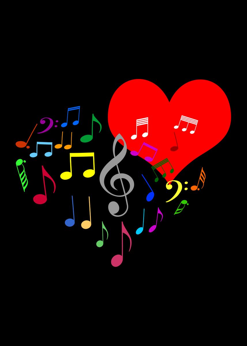 'Singing Heart Color Black' Poster, picture, metal print, paint by Art ...