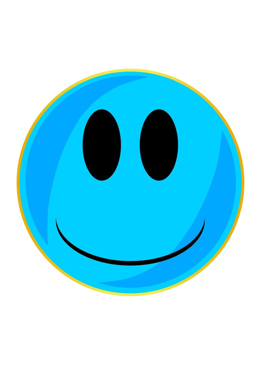 'Blue Smile Face Button ' Poster, picture, metal print, paint by ...