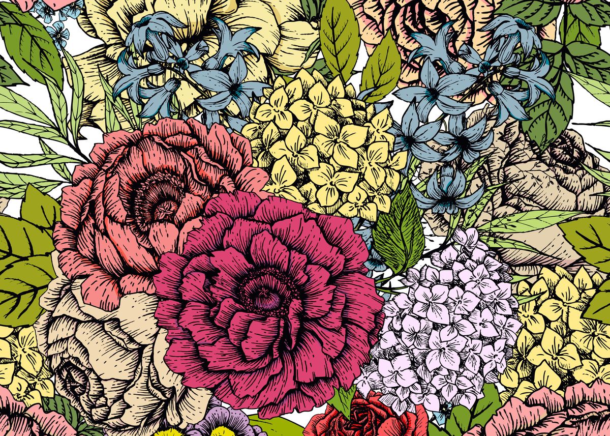 'Floral Pattern 33' Poster by Aloke Design | Displate