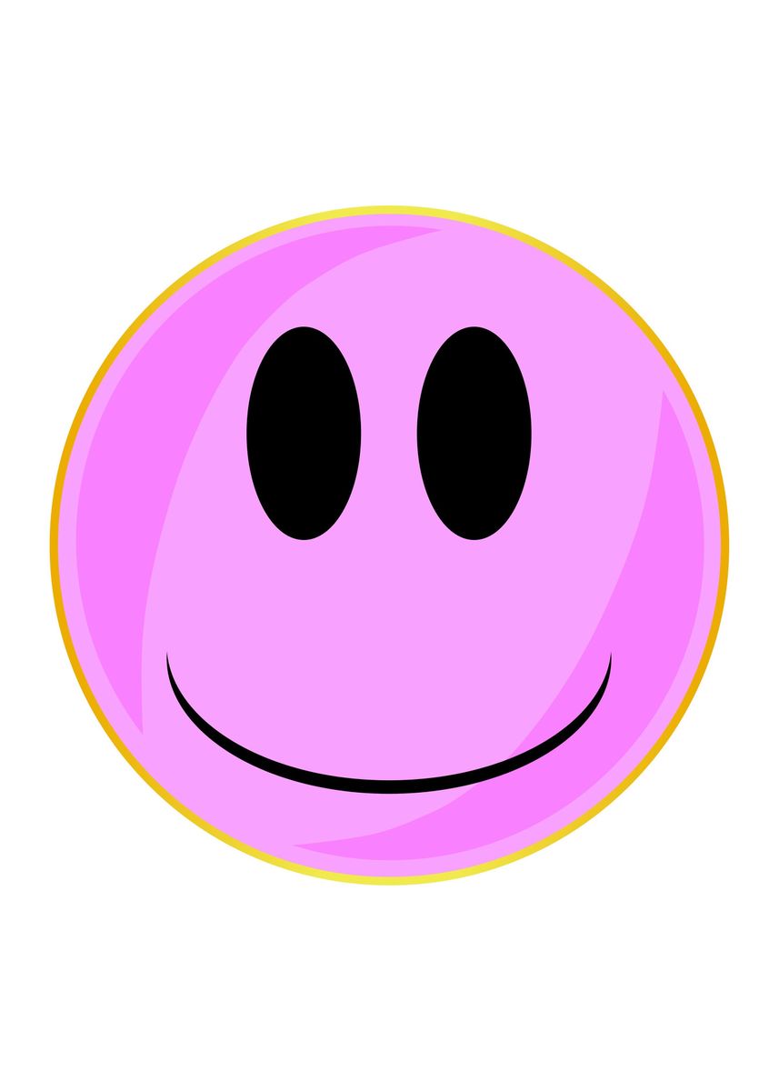 'Pink Smile Face Button' Poster, picture, metal print, paint by ...