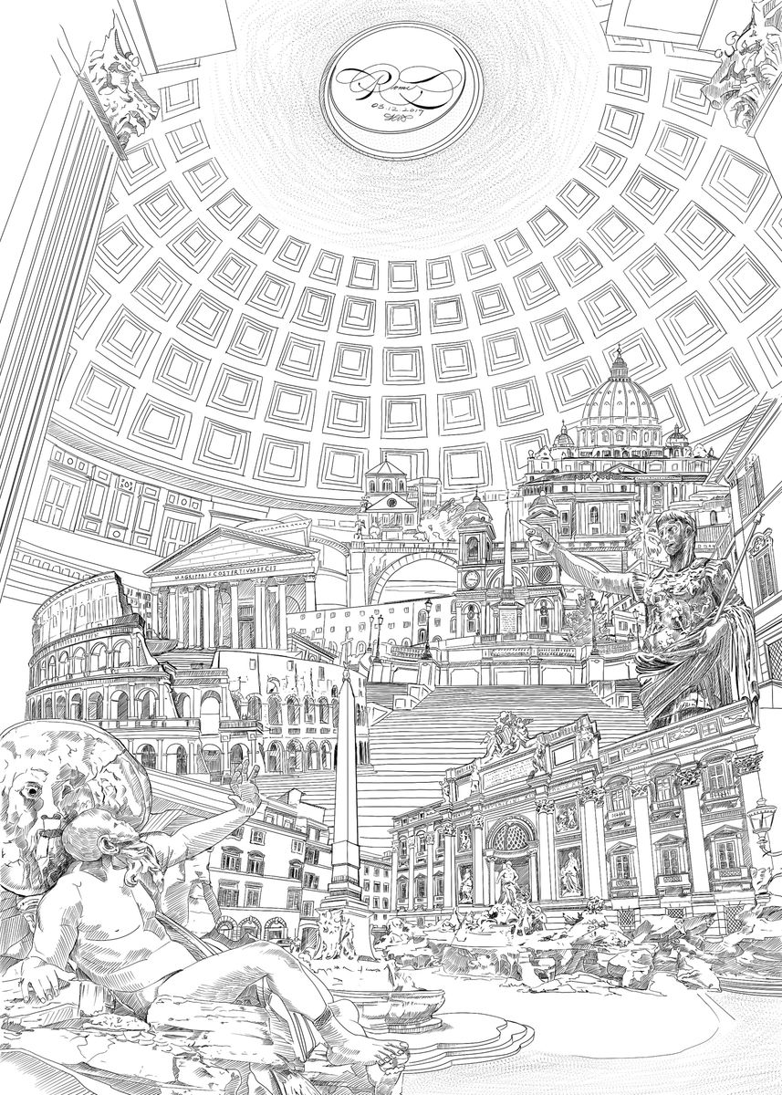 'City impression Rome' Poster, picture, metal print, paint by Hao Wu ...