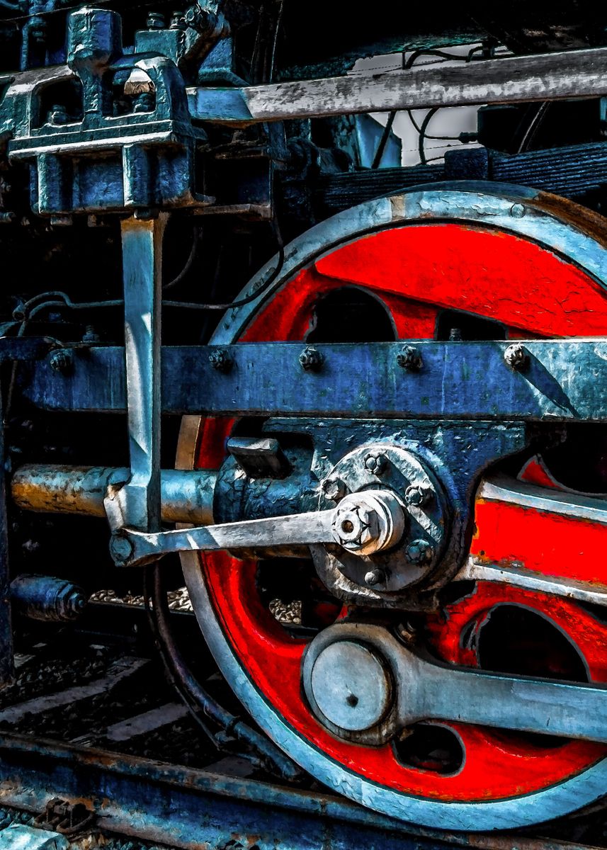 'Red Steam Loco Wheel View' Poster, picture, metal print, paint by Art ...