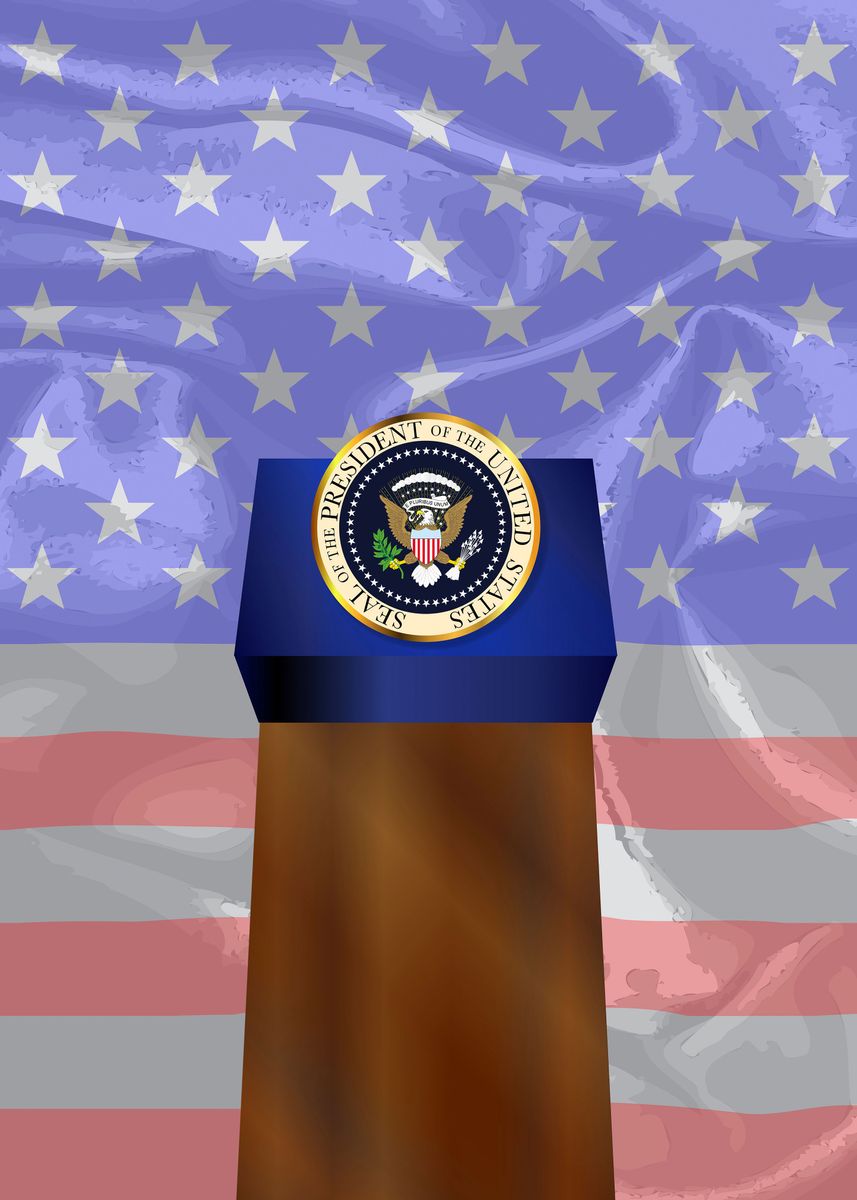 'State of the Union Podium' Poster, picture, metal print, paint by ...