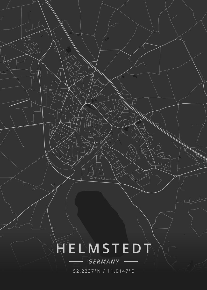 'Helmstedt Germany' Poster, picture, metal print, paint by Designer Map ...