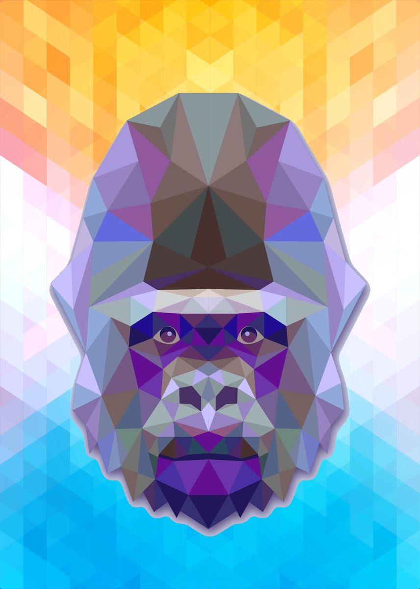 'Gorilla Monkey Polygon' Poster, picture, metal print, paint by Max ...