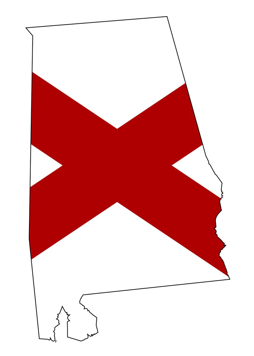 'Alabama State Flag Map' Poster, picture, metal print, paint by ...