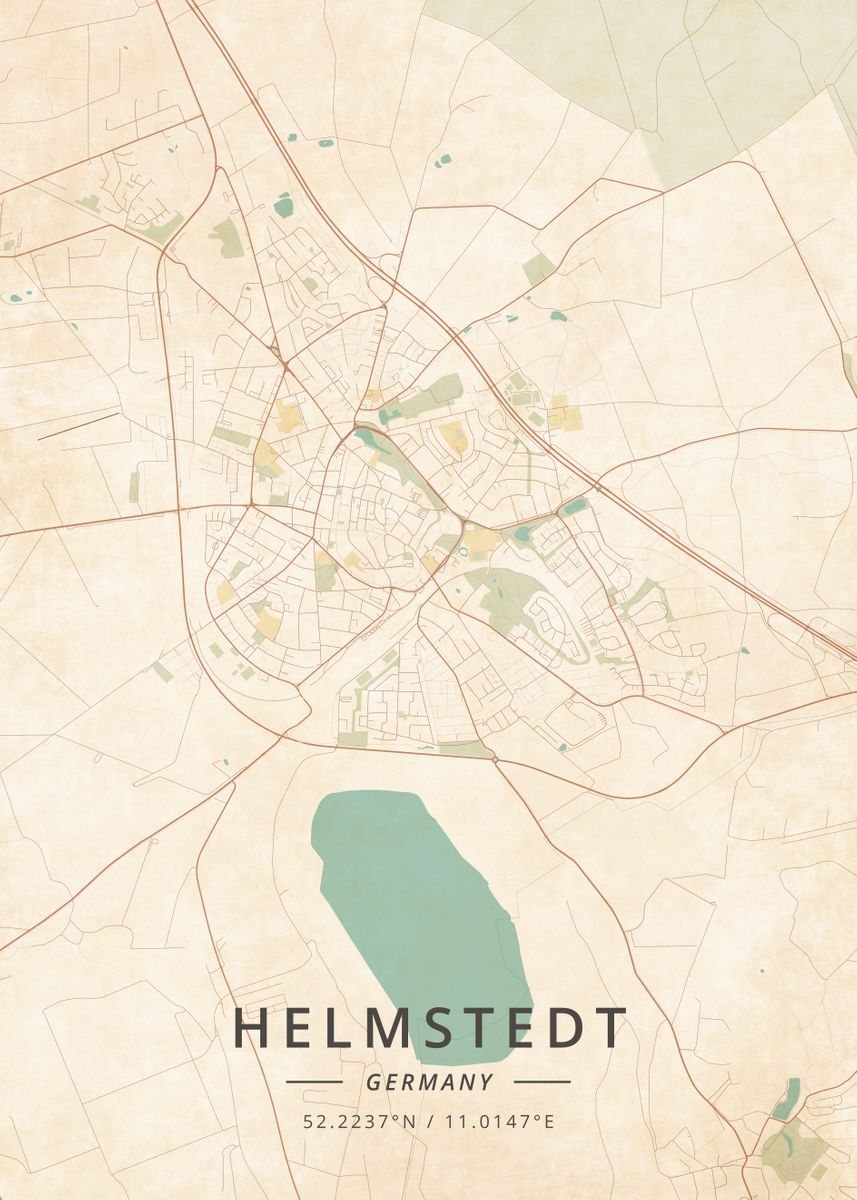 'Helmstedt Germany' Poster, picture, metal print, paint by Designer Map ...