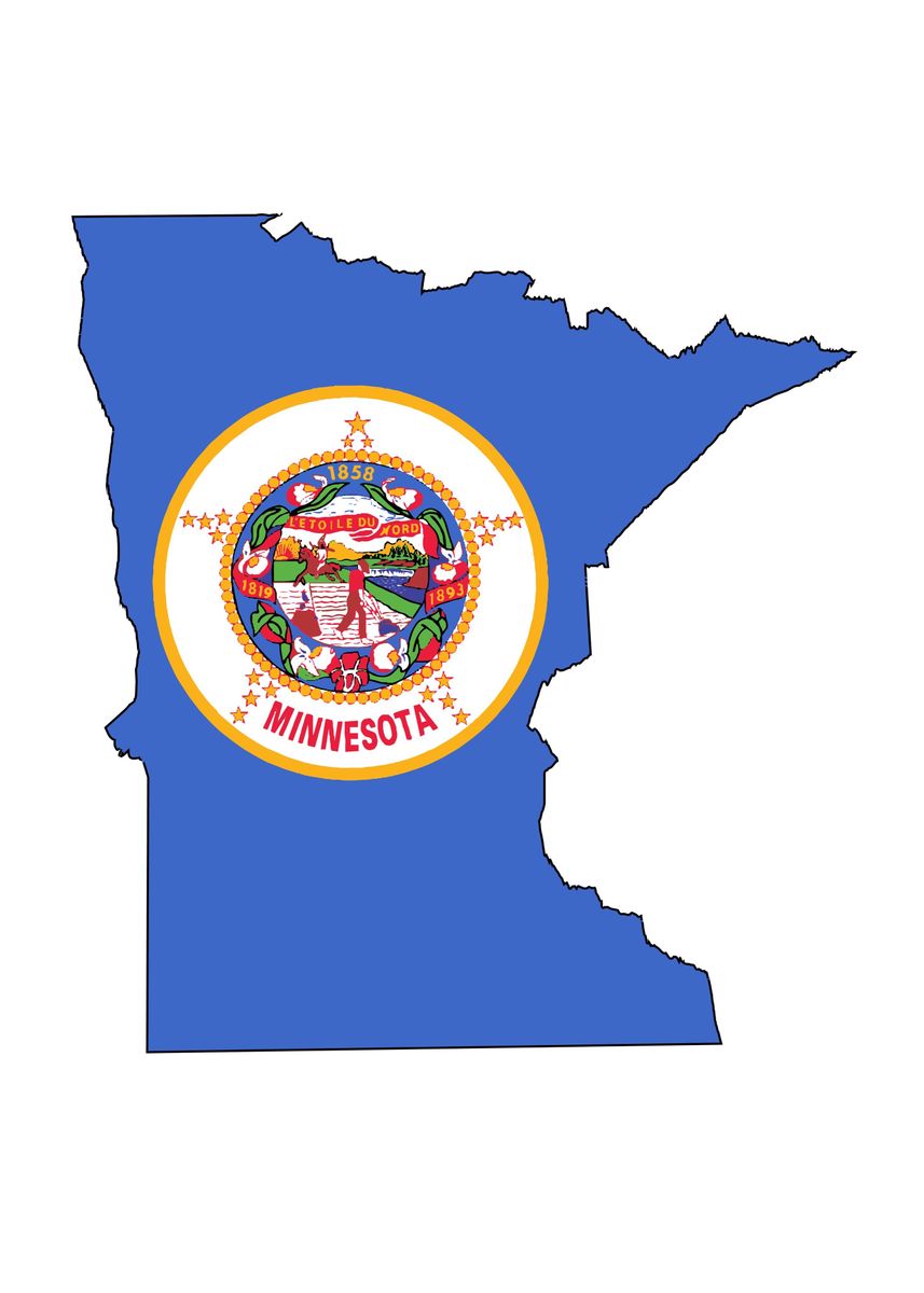 'Minnesota Outline Map' Poster, picture, metal print, paint by ...