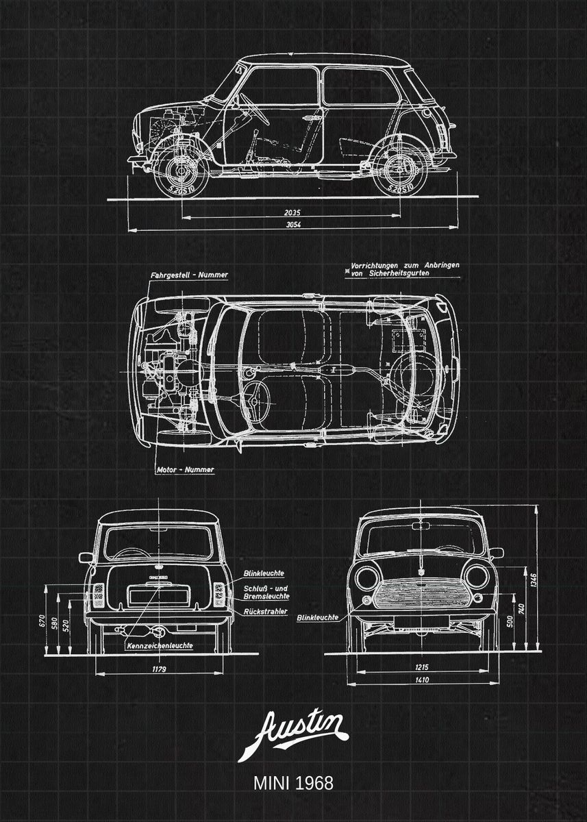 'Austin Mini 1968' Poster, picture, metal print, paint by DAVID CARL ...
