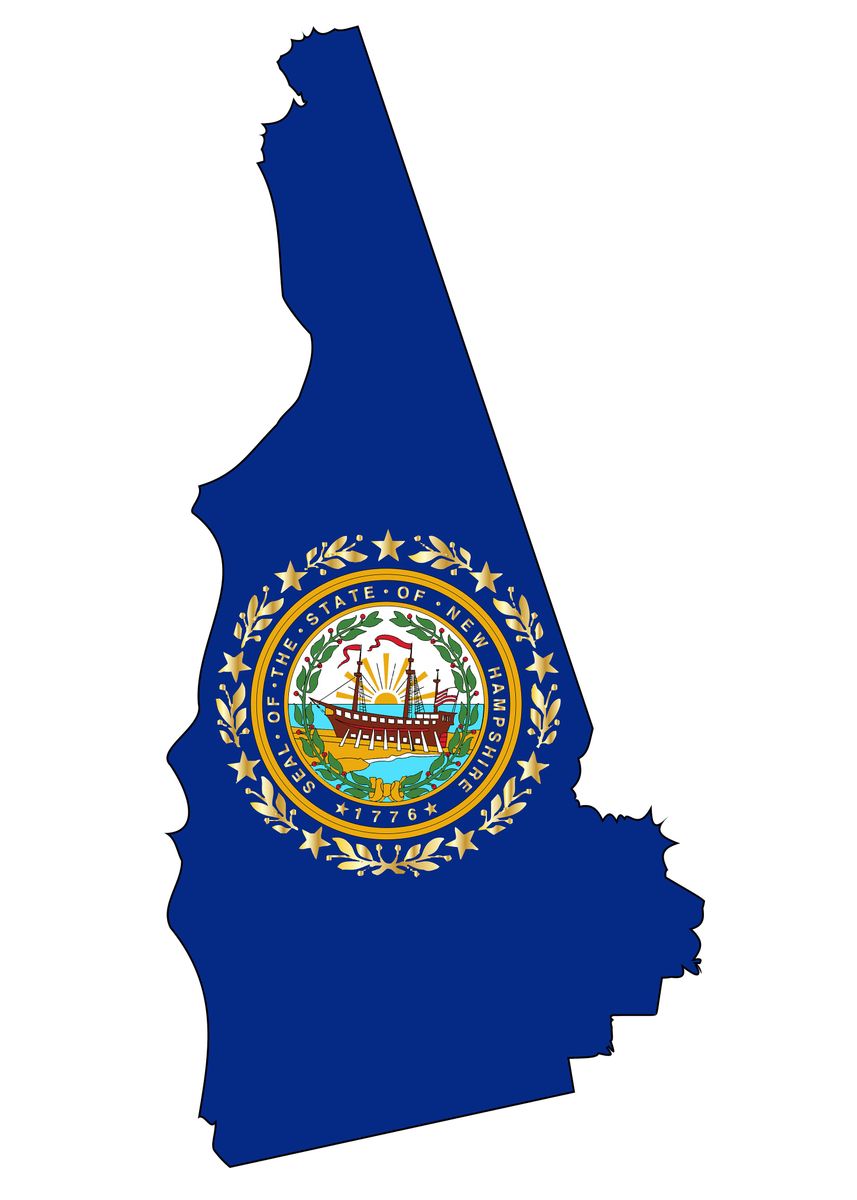 'New Hampshire Outline Map ' Poster, picture, metal print, paint by ...