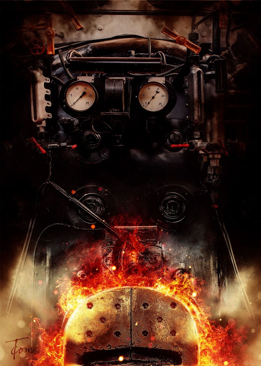'Cab with firebox' Poster, picture, metal print, paint by Petra ...