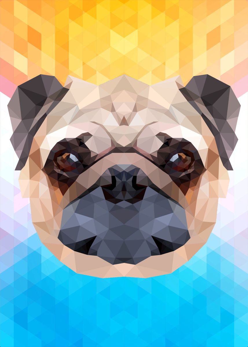 'Pug Dog Polygon' Poster by Max Ronn | Displate