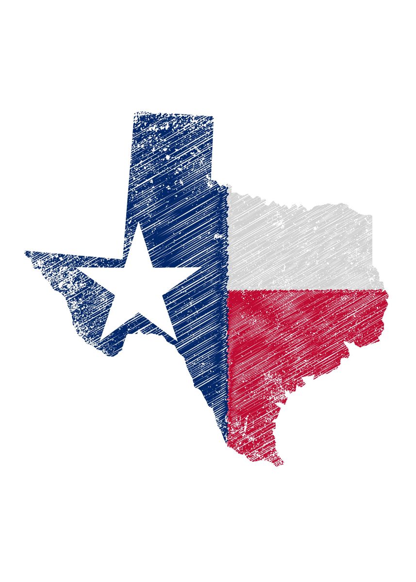 'Texas Map Grunge and Flag' Poster, picture, metal print, paint by ...