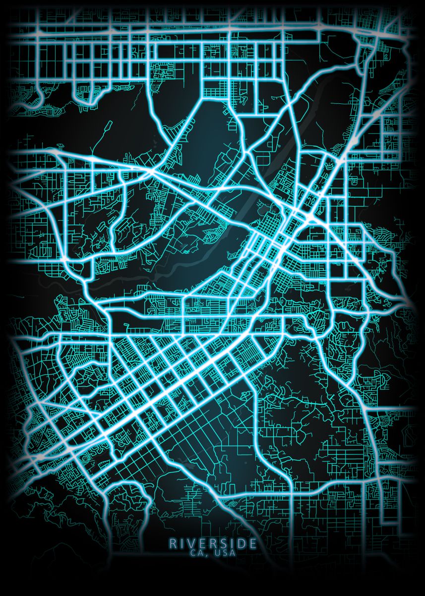 'Riverside CA USA City Map' Poster, picture, metal print, paint by City ...
