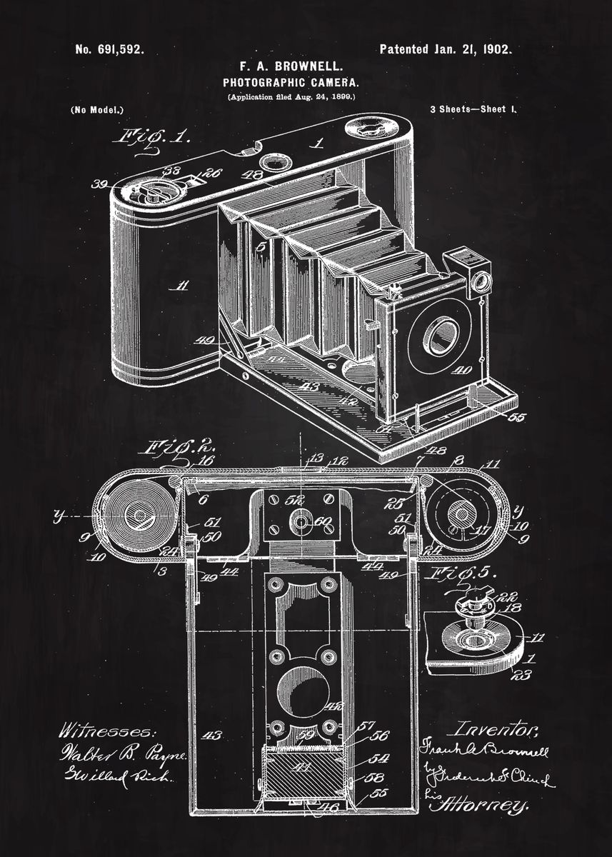 '1902 Camera Patent Art' Poster, picture, metal print, paint by Neo ...