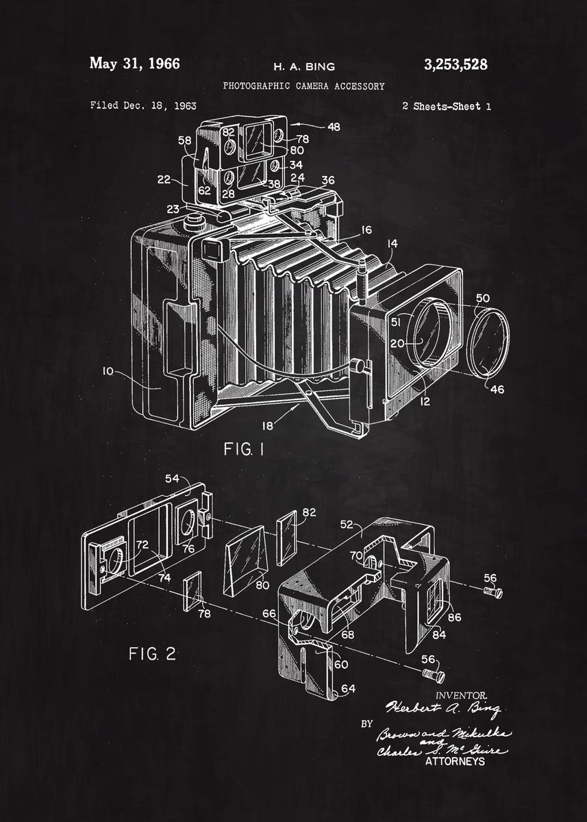 '1966 Camera Patent' Poster, picture, metal print, paint by Neo Design ...