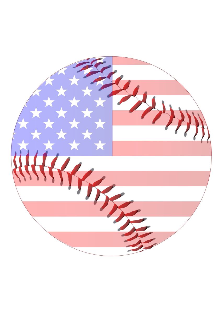 'Baseball Stars And Stripes' Poster, picture, metal print, paint by ...