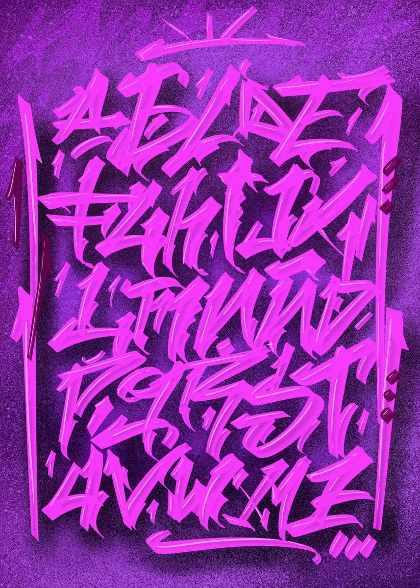 'Pink letters' Poster, picture, metal print, paint by Maestrokant ...