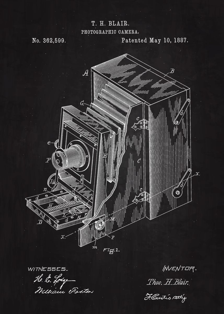 '1887 Camera Patent' Poster, picture, metal print, paint by Neo Design ...