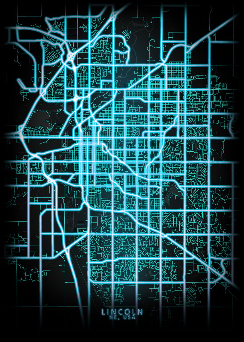 'Lincoln NE USA City Map' Poster by City Map Art Prints | Displate