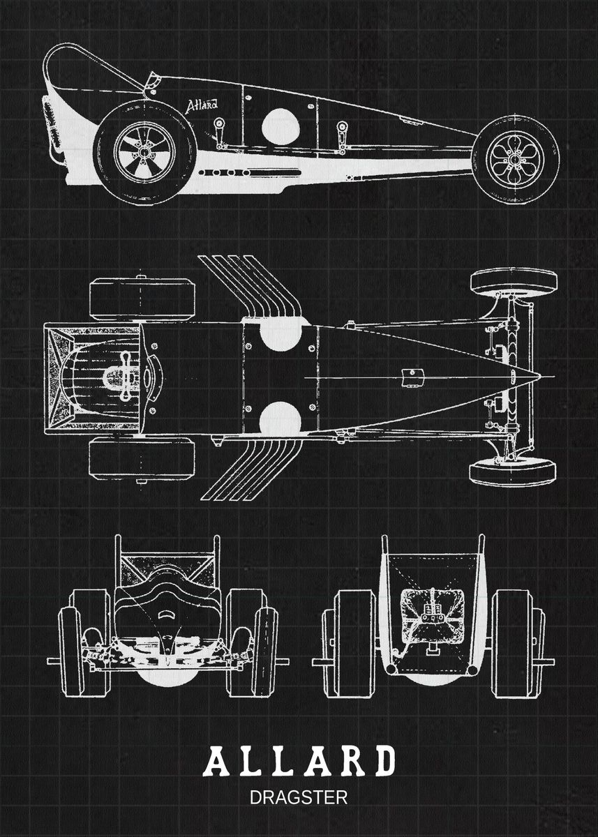'Allard Dragster' Poster, picture, metal print, paint by DAVID CARL ...