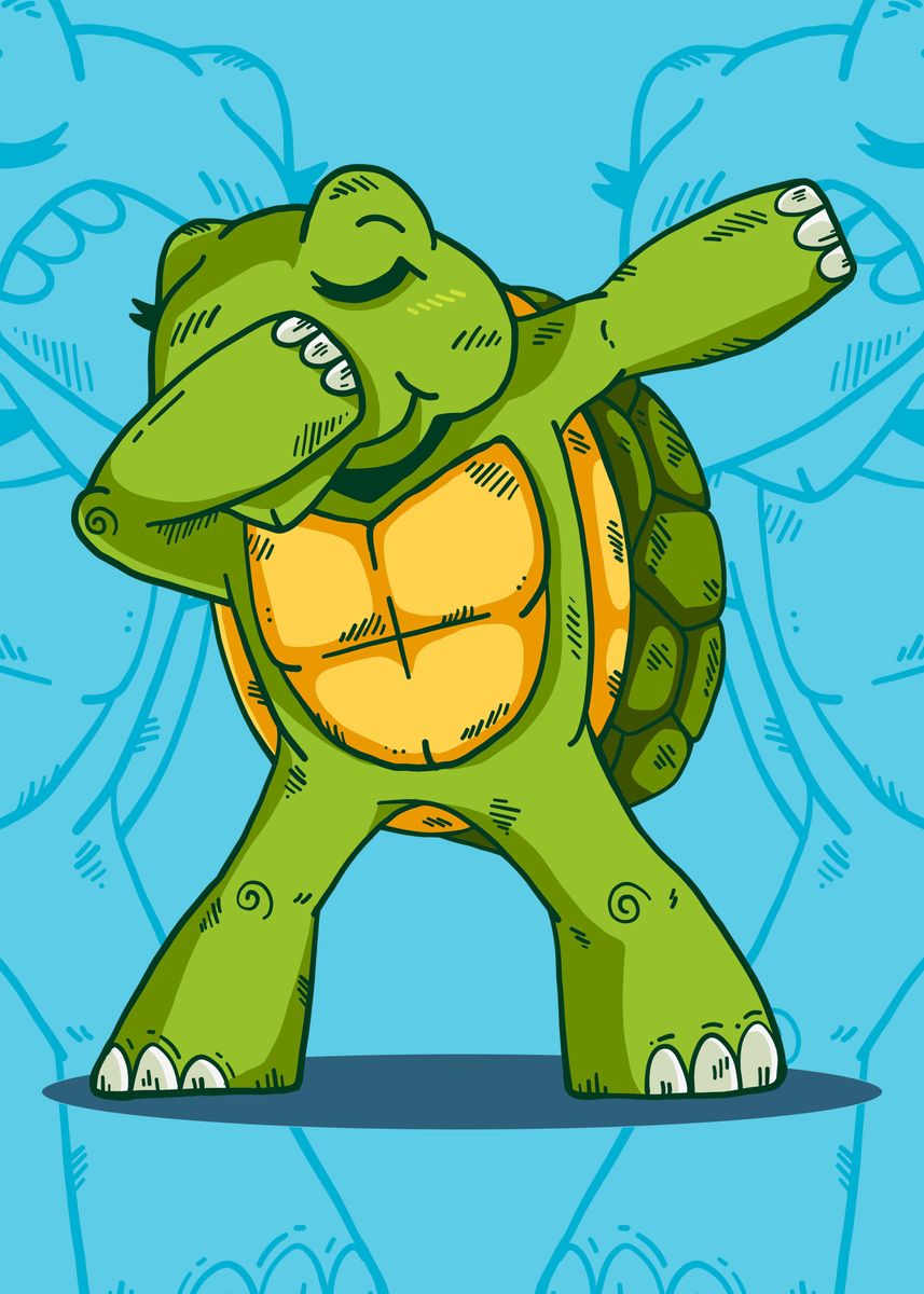 'DABBING TURTLE' Poster, picture, metal print, paint by PosterWorld ...