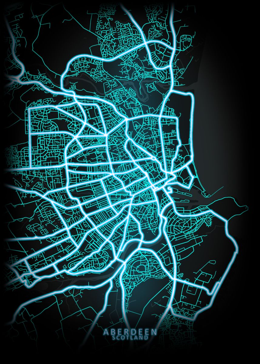 'Aberdeen Scotland City Map' Poster, picture, metal print, paint by ...