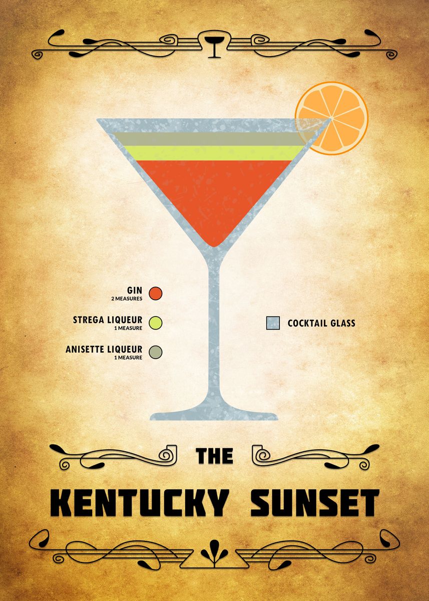 'Kentucky Sunset Cocktail' Poster by Bo Kev | Displate