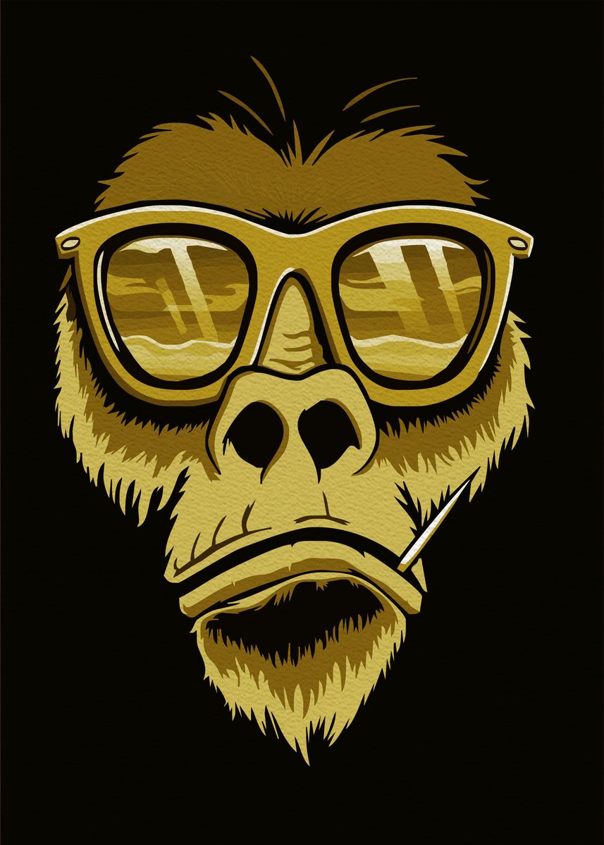 'Monkey' Poster, picture, metal print, paint by Bintang Studio | Displate