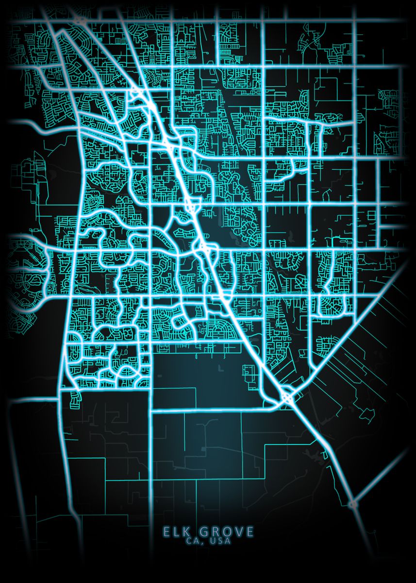 'Elk Grove CA USA City Map' Poster by City Map Art Prints | Displate