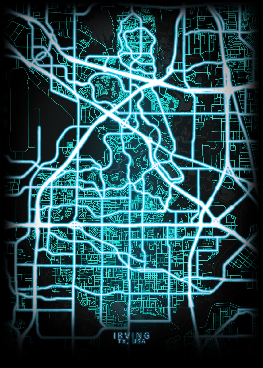 'Irving TX USA City Map' Poster by City Map Art Prints | Displate