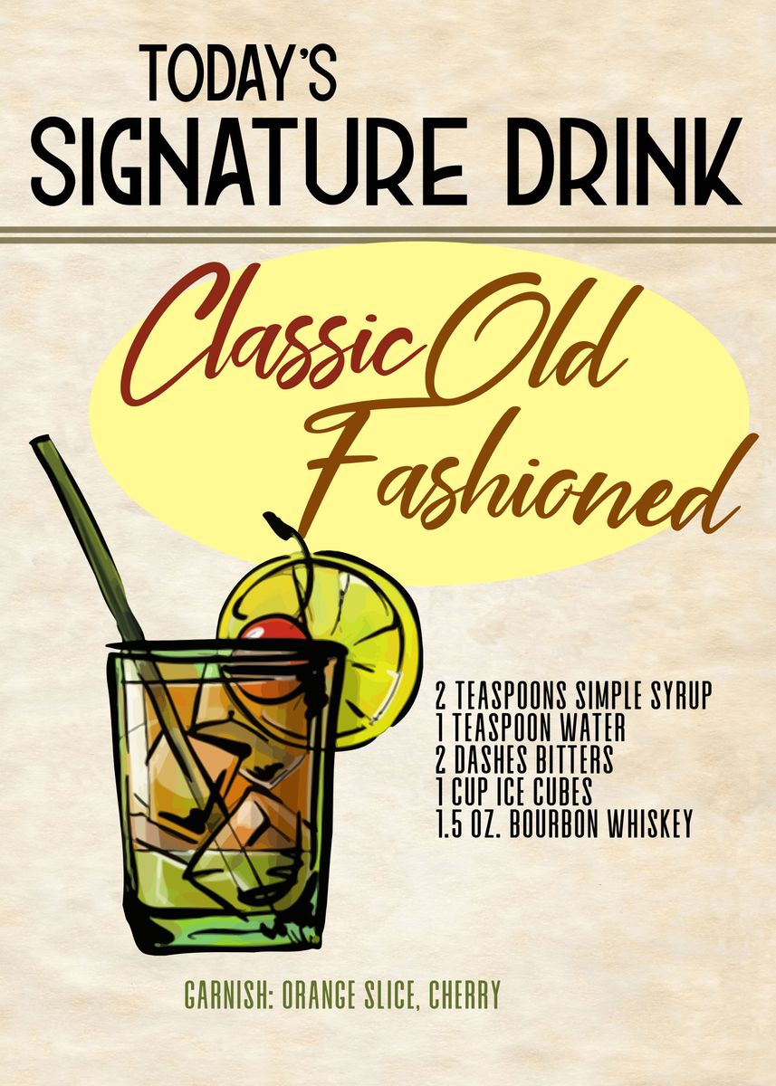 'Classic Old Fashioned Bar' Poster, picture, metal print, paint by ...