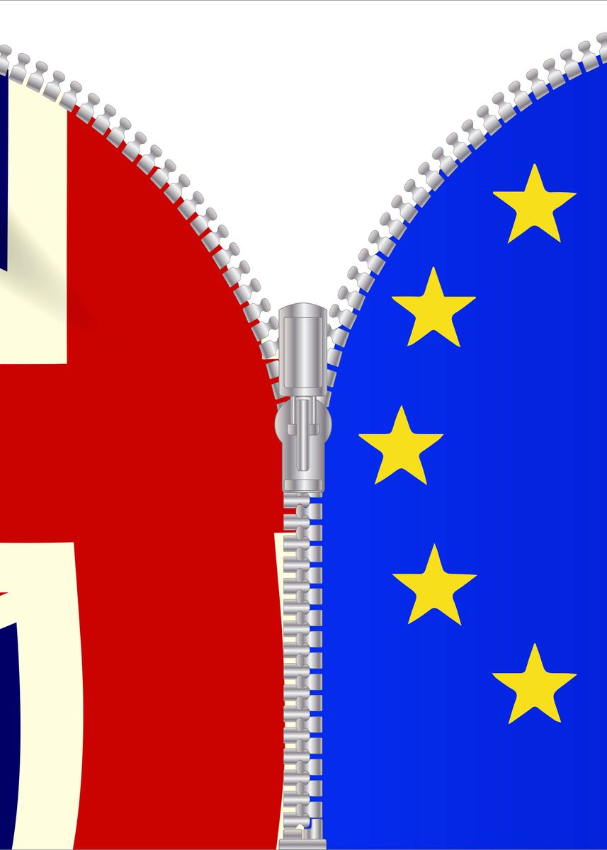 'Brexit UK EU Split Zipper' Poster, picture, metal print, paint by ...
