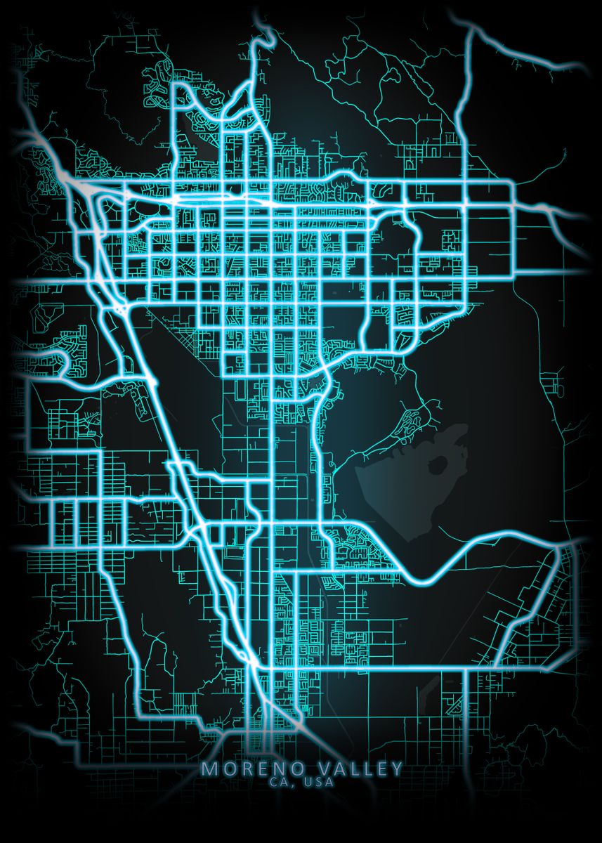 'Moreno Valley CA USA City ' Poster by City Map Art Prints | Displate