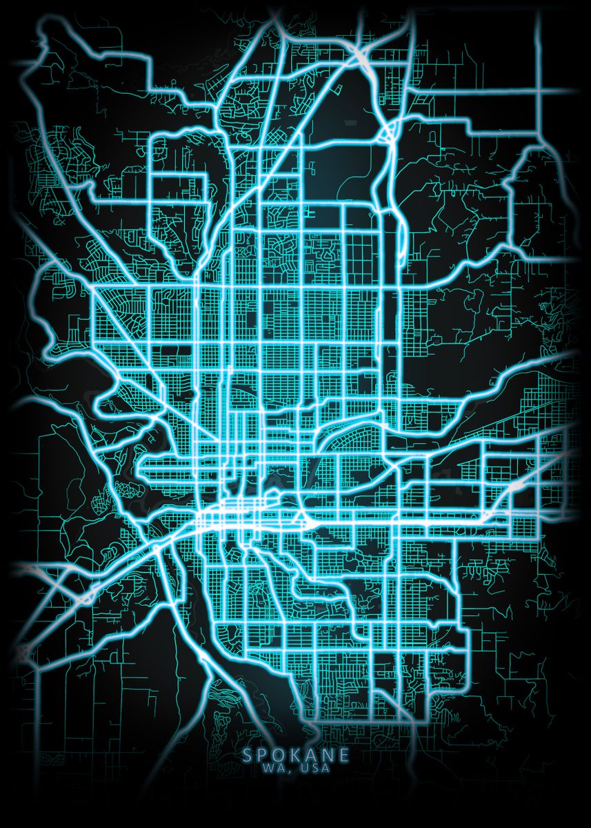 'Spokane WA USA City Map' Poster by City Map Art Prints | Displate