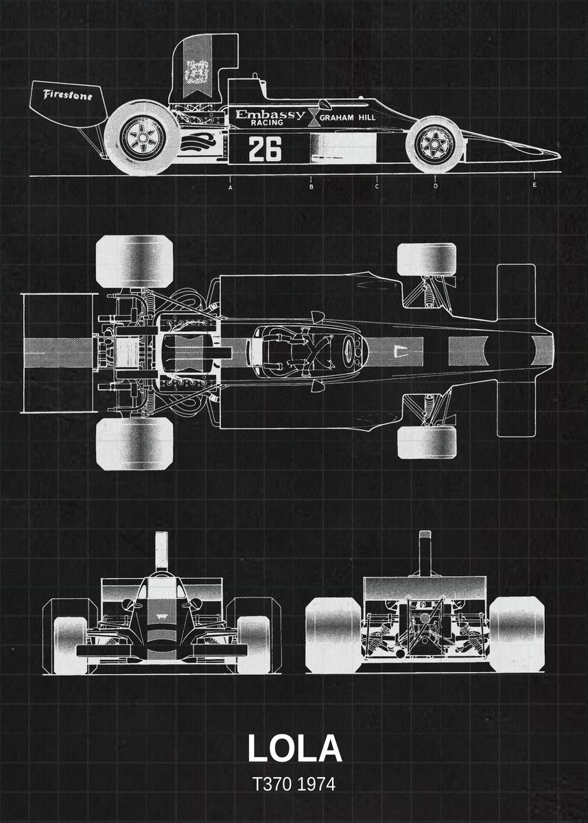 'Lola T370 1974' Poster, picture, metal print, paint by DAVID CARL ...
