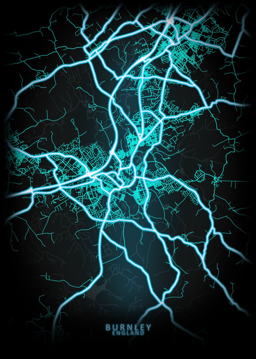 'Burnley England City Map' Poster, picture, metal print, paint by City ...