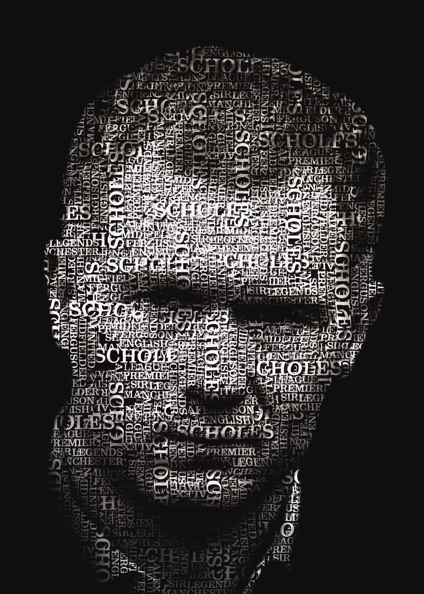 'Paul Scholes Typography' Poster, picture, metal print, paint by gunpla ...