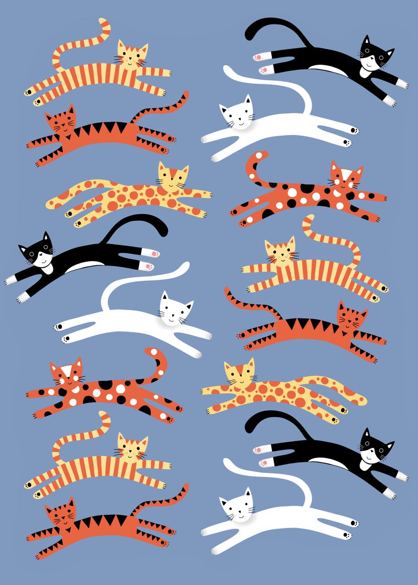 'Cats Leaping' Poster, picture, metal print, paint by Nic Squirrell ...