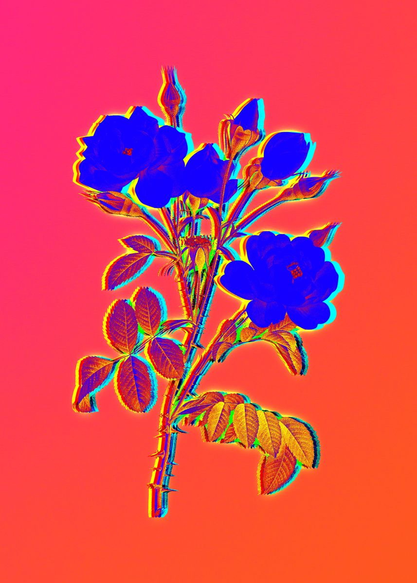 'Neon Flora Illustration' Poster by Holy Rock Design | Displate