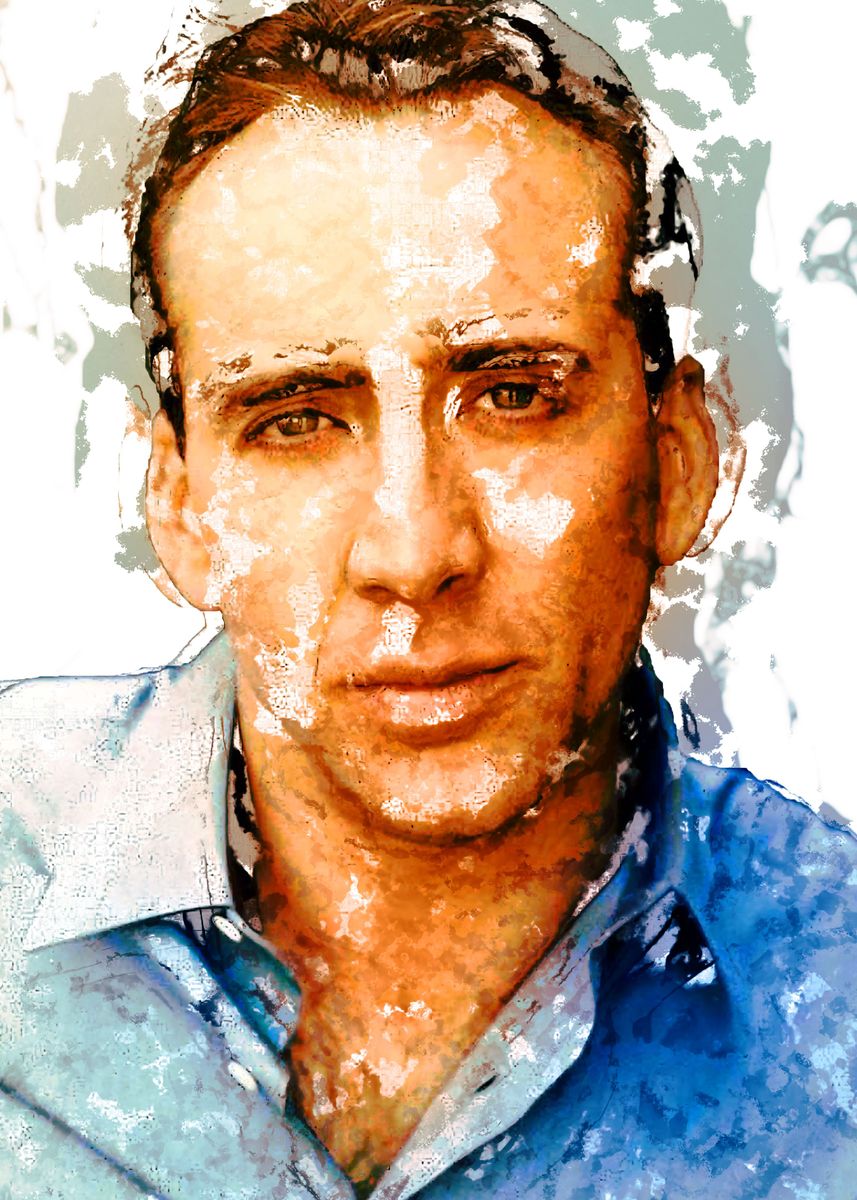 'Nicolas Cage' Poster, picture, metal print, paint by Alex Mann | Displate