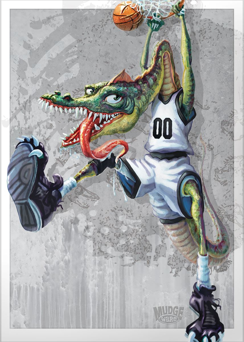 'Monster Dunk Dino Hoops' Poster by Mudge Studios | Displate