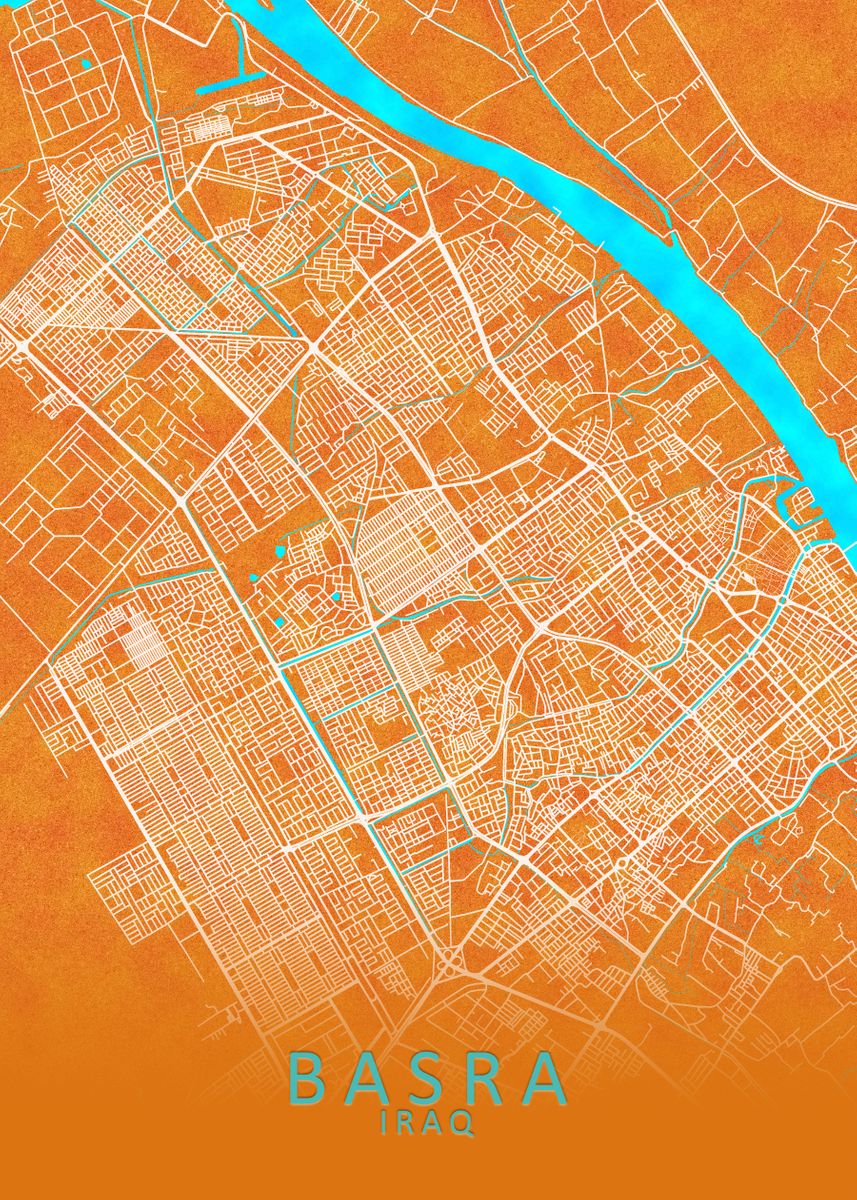 'Basra Iraq City Map' Poster, picture, metal print, paint by City Map ...
