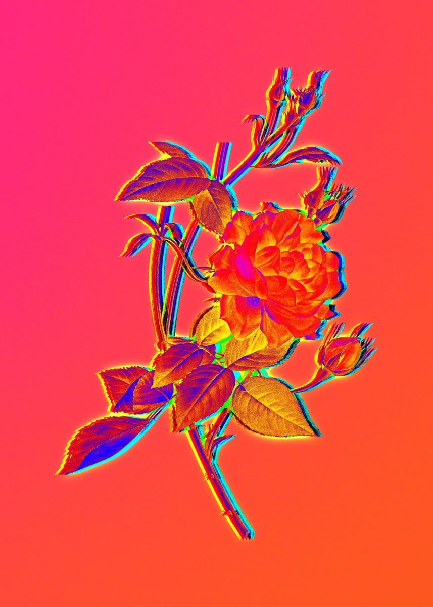'Neon Flower Painting Pink' Poster by Holy Rock Design | Displate