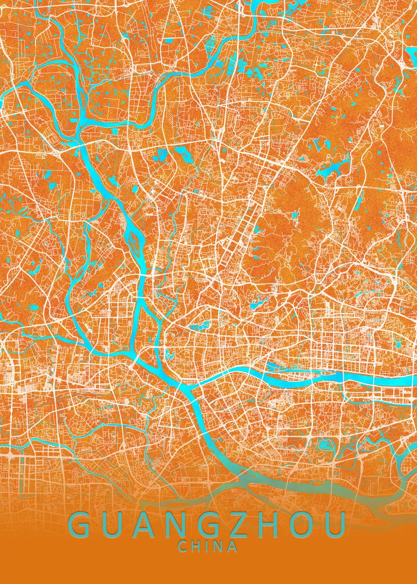 'Guangzhou China City Map' Poster, picture, metal print, paint by City ...