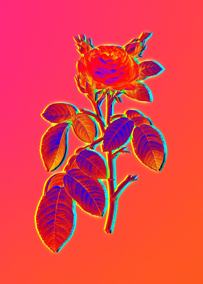 'Pink Neon Roses' Poster, picture, metal print, paint by Holy Rock ...