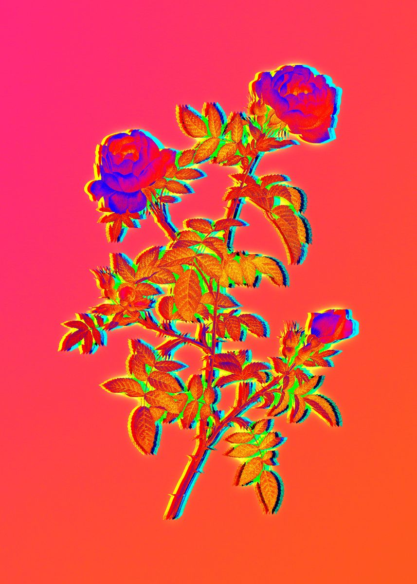 'Pink Neon Roses' Poster, picture, metal print, paint by Holy Rock ...