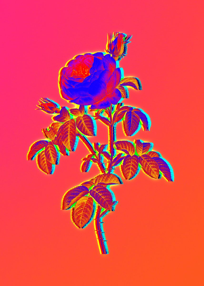 'Pink Neon Roses' Poster, picture, metal print, paint by Holy Rock ...